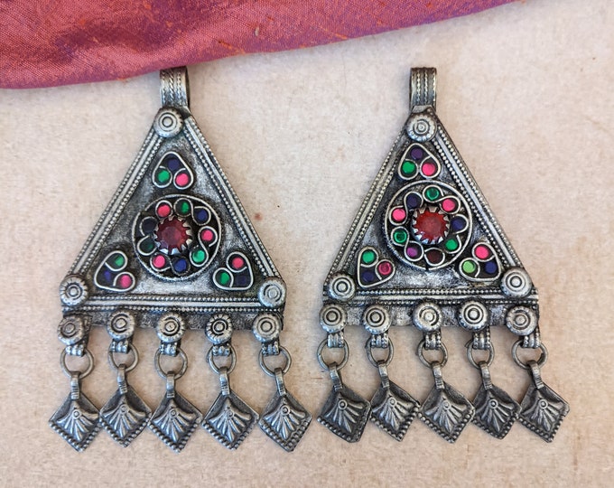 Pair of Matching Vintage Kuchi Tribal Pendants DIY Ethnic Arts Jewelry ...