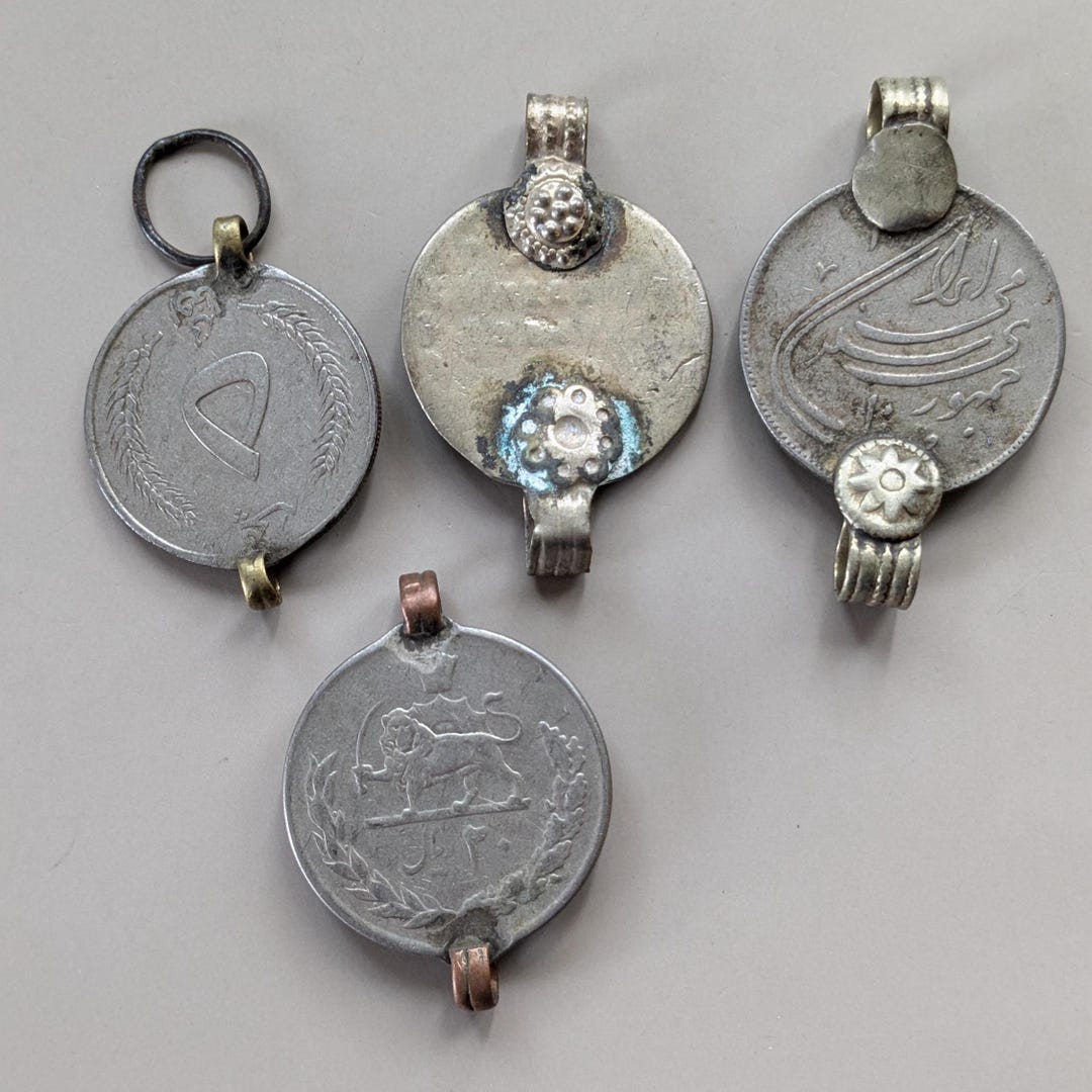 Vintage Kuchi Tribal Coins With 2 Loops Double Bail DIY Jewelry Supplies 4 Pieces (17039) - Etsy