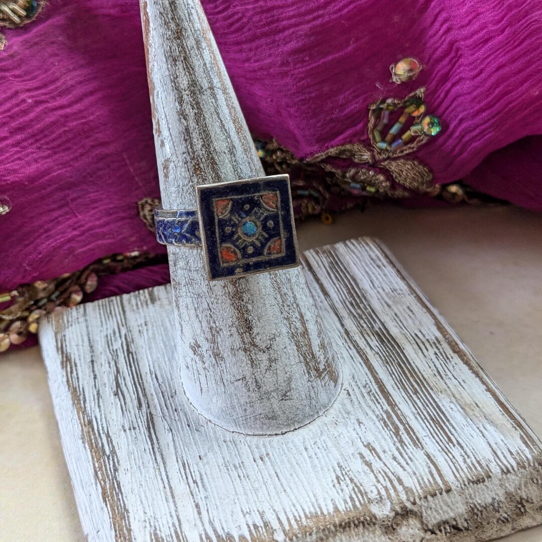 Vintage Multan Blue Enamel Ring Punjab Pakistani Jewelry 7.25 US (17186 ...