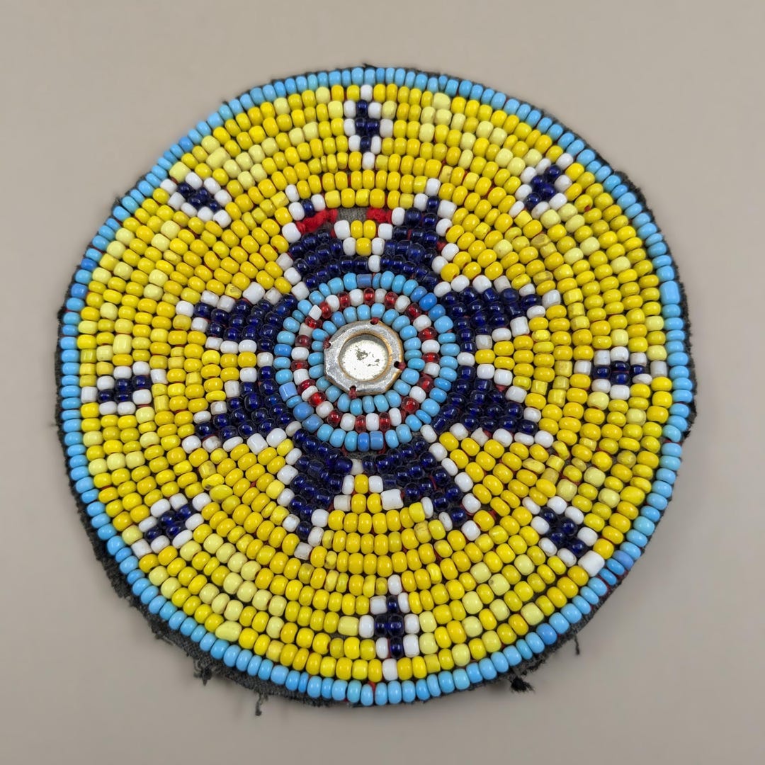 Vintage Kuchi Tribal Beaded Patch Medallion Gul Flower Missing A Few ...