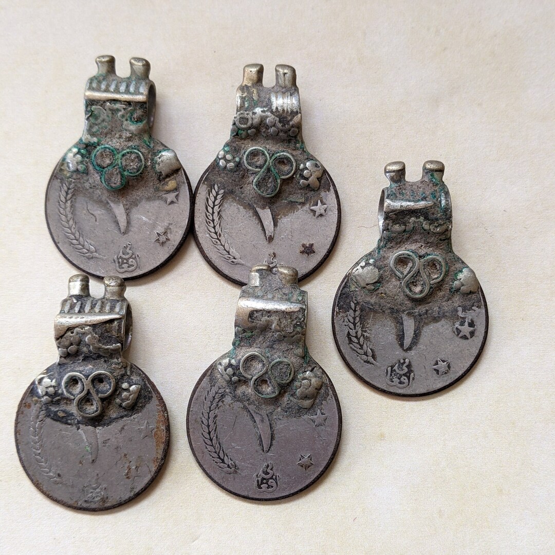 5x Very Rustic Vintage Tribal Coins Waziri Well-traveled Old Findings ...