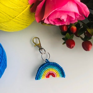 Small Hand Crochet Rainbow Keyring - Etsy