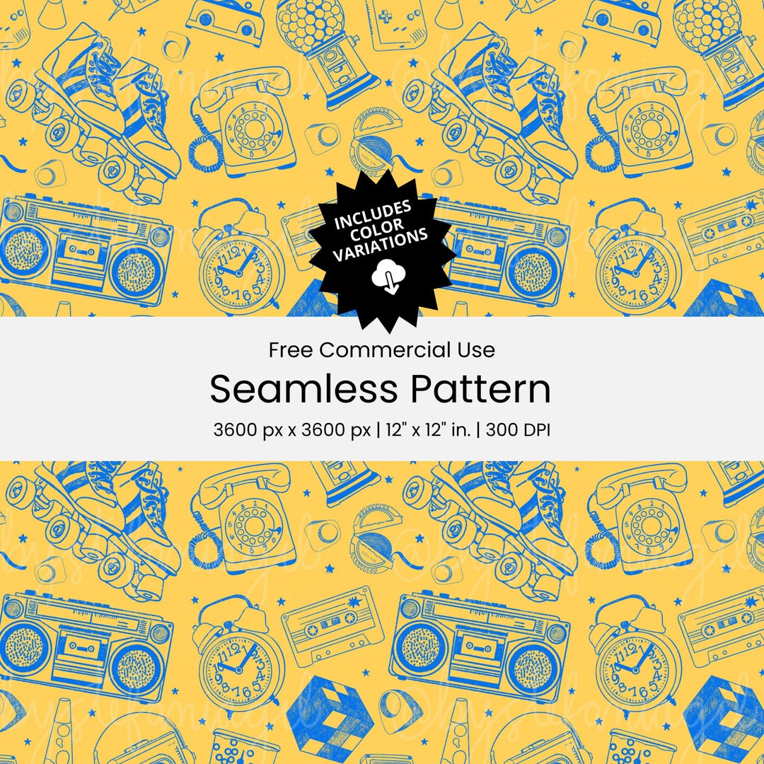 90s Retro Seamless Pattern: 80s Nostalgic Electronics Digital Paper for ...