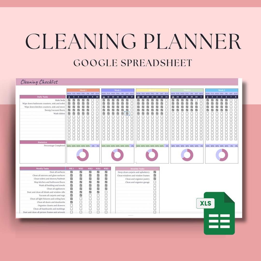 Cleaning Schedule Spreadsheet: Google Sheets Family Chore Chart ...