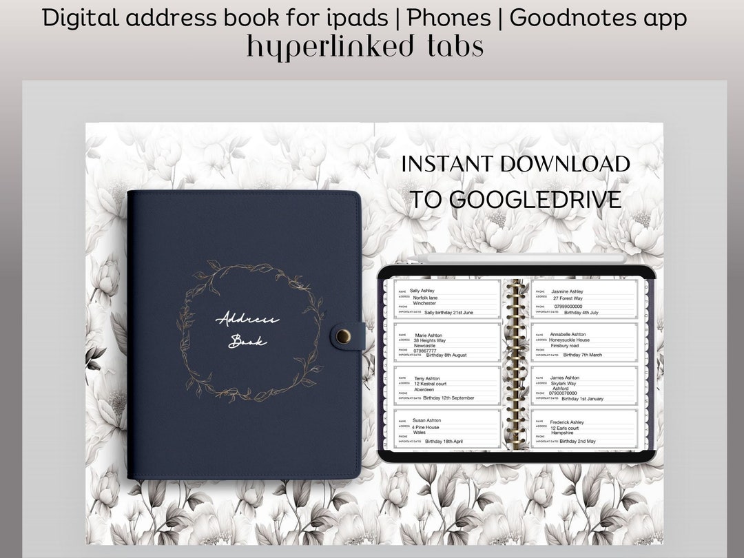 Digital Address Book Phone Book iPad Planner Digital Planner - Etsy