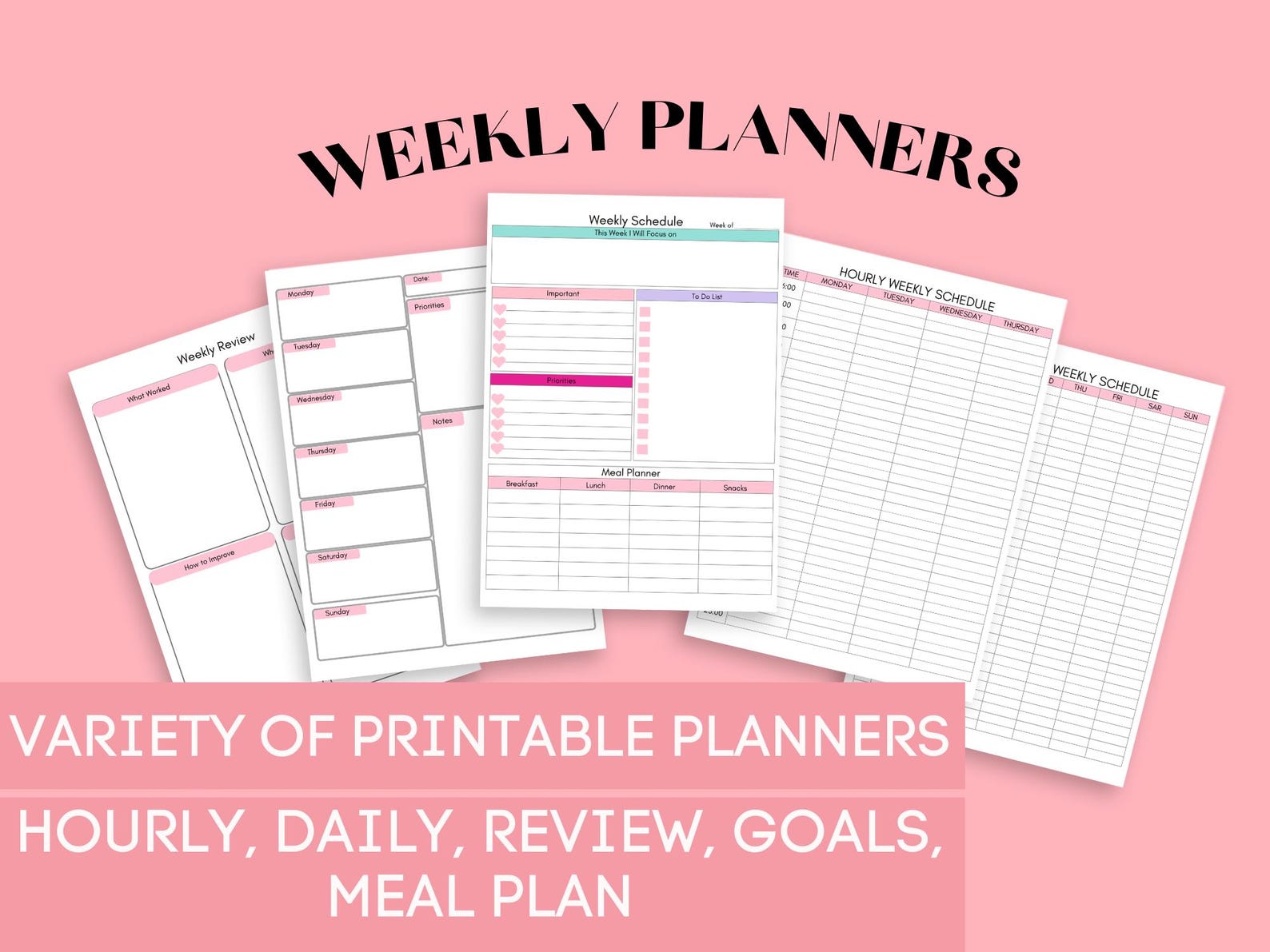 Editable Weekly Planners | Canva | PDF | Daily Planner | Hourly ...