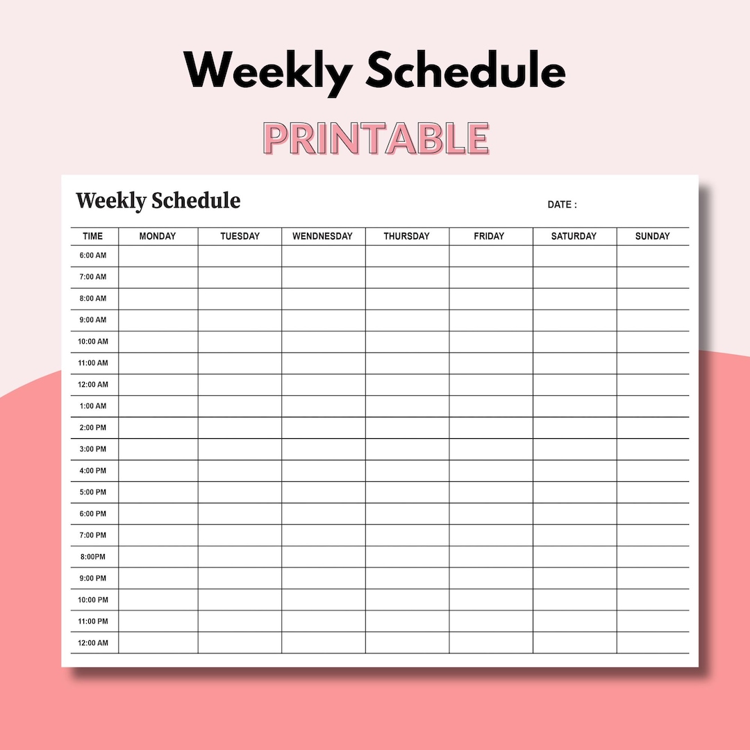 Weekly Schedule Planner | Staff Rota | School Study Lesson Planner ...