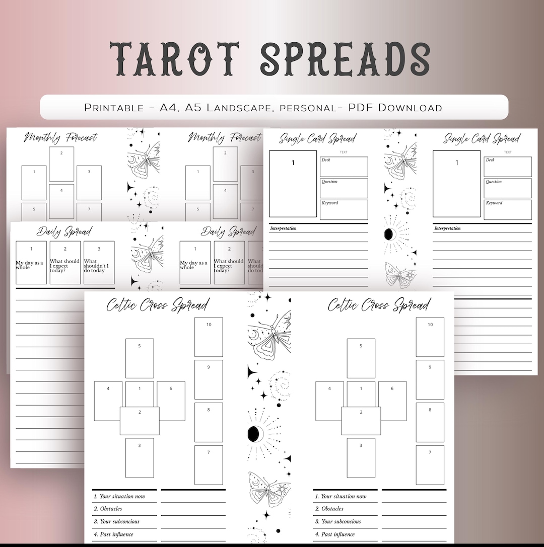 Printable Tarot Card Spread Set, Learn Tarot, Daily Spread, One Card ...