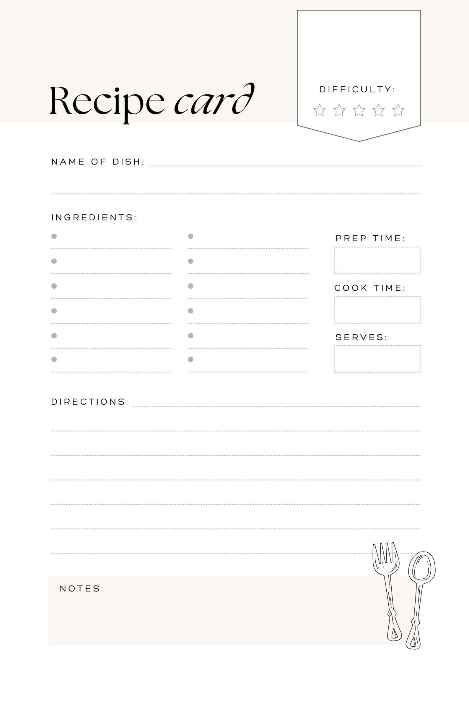 Recipe Card Template | Record and Write Your Own Family Recipes for ...