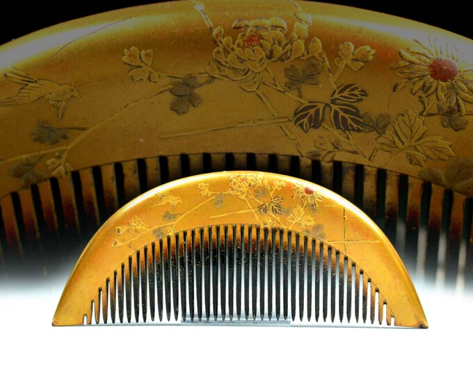 Antique Kushi Kanzashi Gold Lacquered Hair Comb Japanese - Etsy