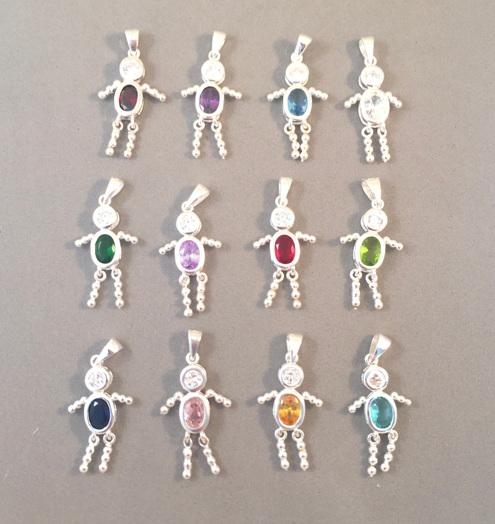 BIRTHSTONE BABY Sterling Silver Boy Girl Pendant Charm All - Etsy