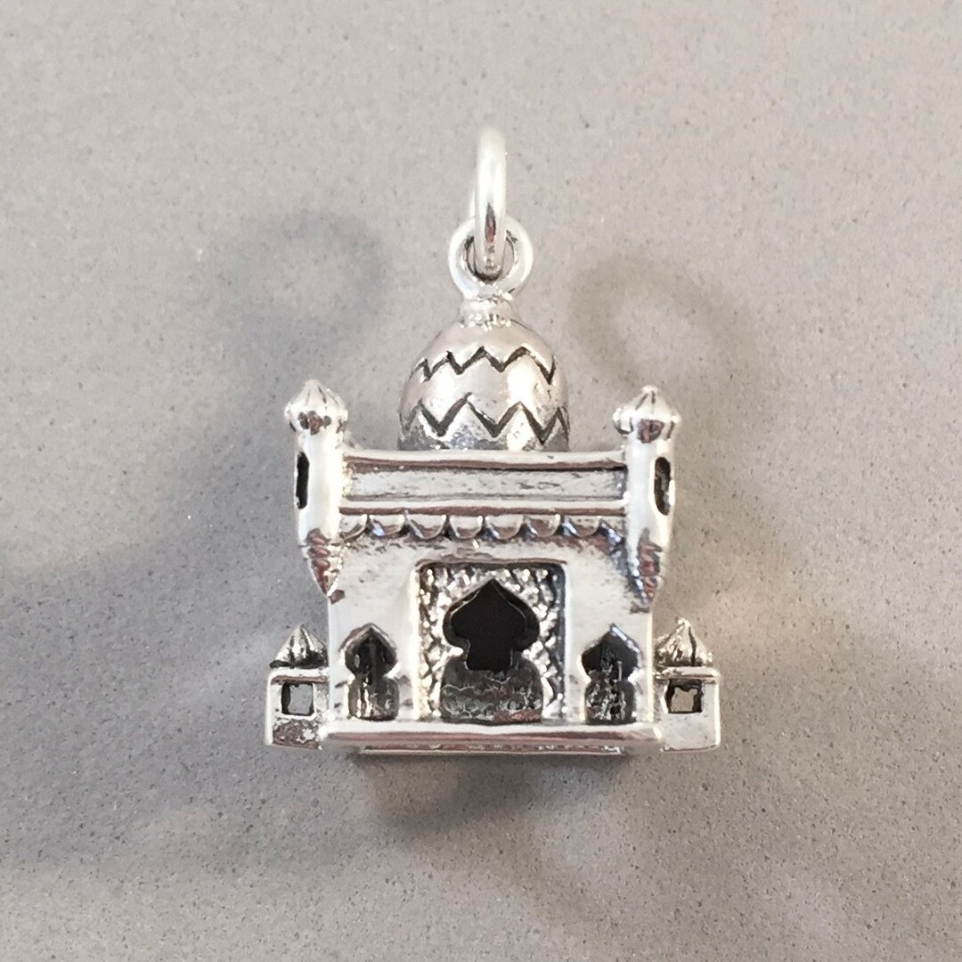 MOSQUE Large 3-D Detailed .925 Sterling Silver Charm Pendant Muslim ...