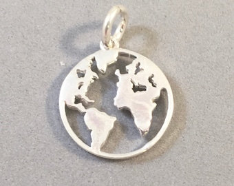 925 World Map Charm - Etsy
