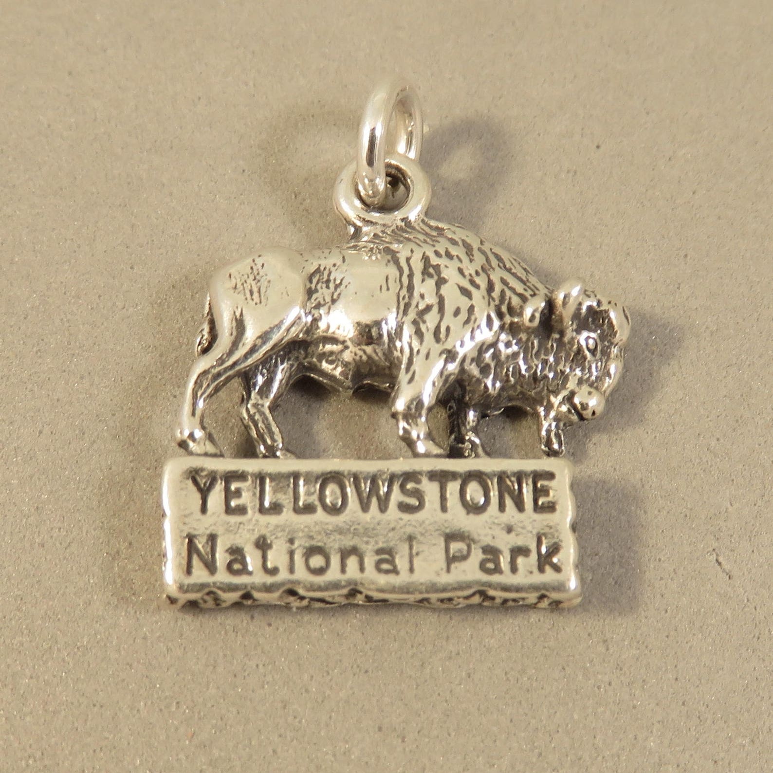 YELLOWSTONE BUFFALO .925 Sterling Silver Charm Pendant National Park ...