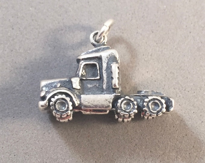 SEMI TRUCK CAB .925 Sterling Silver 3-D Charm Pendant Trailer Trucker ...