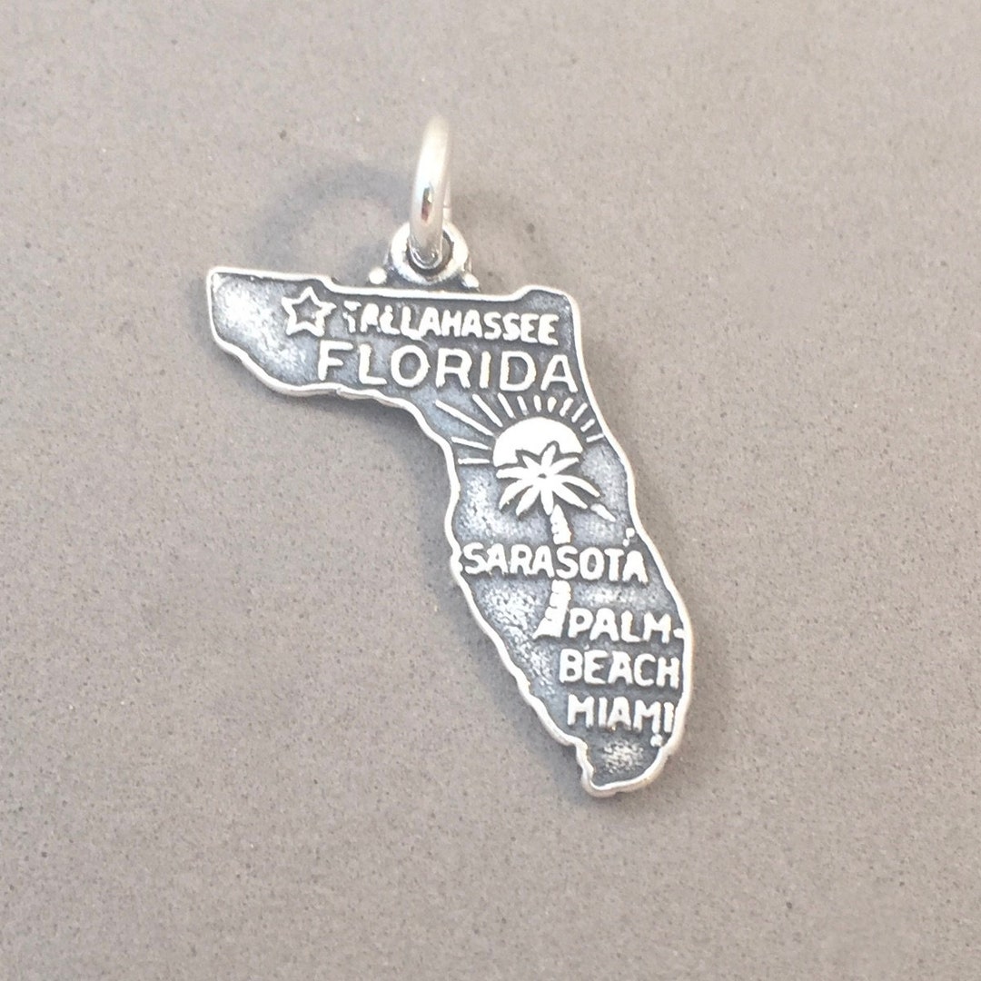 FLORIDA .925 Sterling Silver State Map Charm New All 50 USA - Etsy