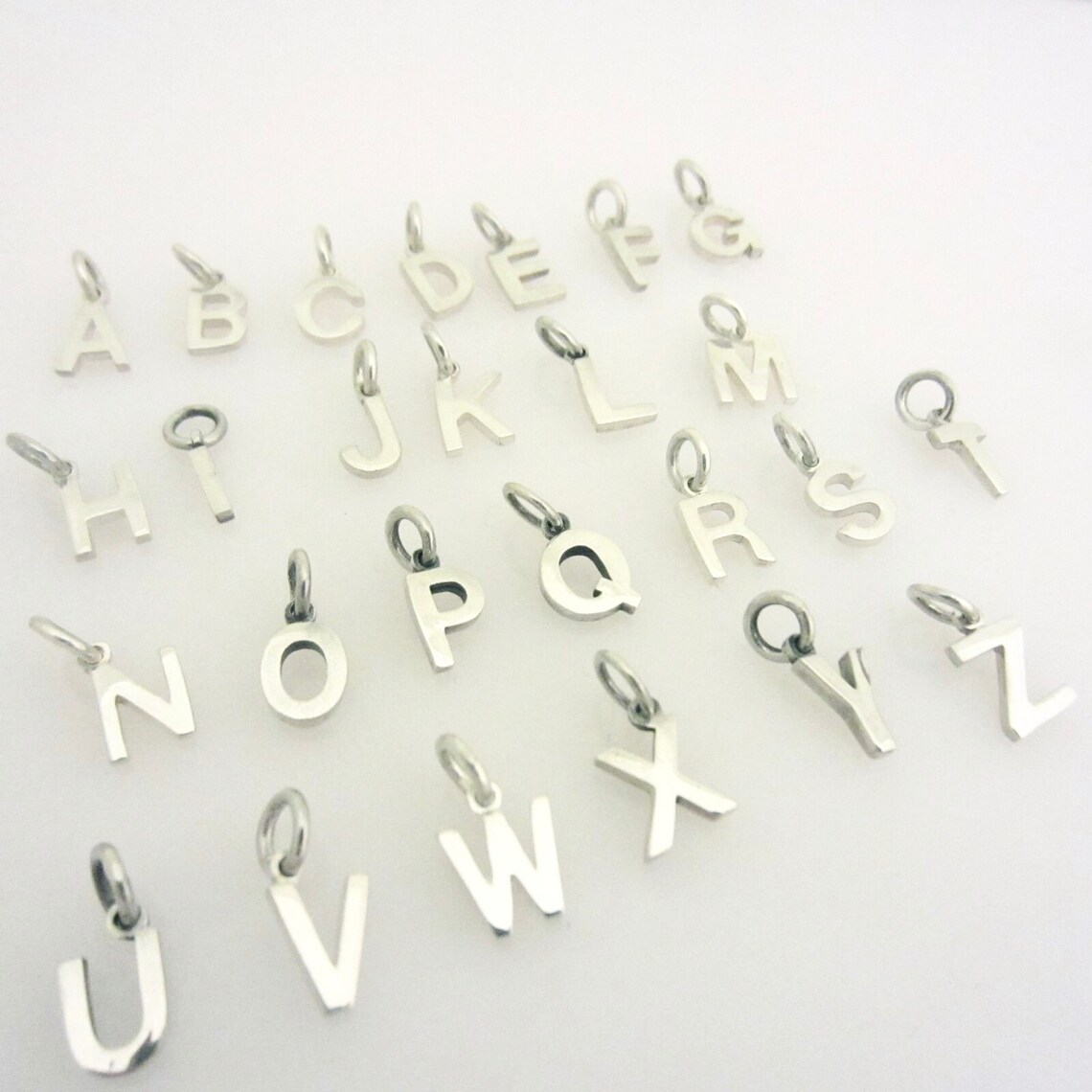 ALPHABET SMALL .925 Sterling Silver Charm Pendant Letter Initial High ...