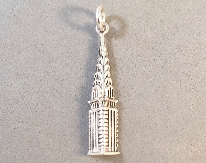 CHRYSLER BUILDING .925 Sterling Silver Charm Pendant Landmark New York ...