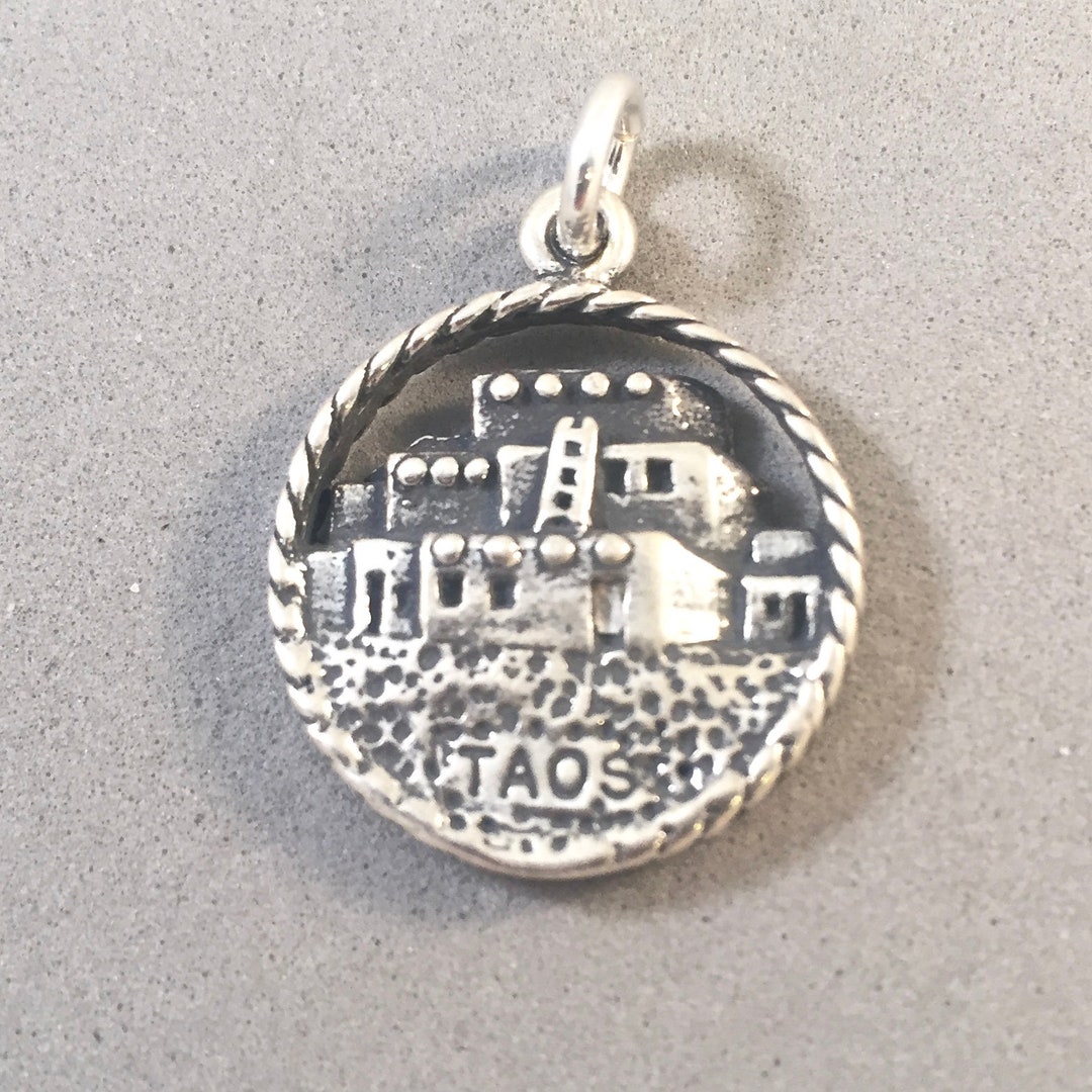TAOS PUEBLO .925 Sterling Silver Charm Pendant New Mexico Native ...