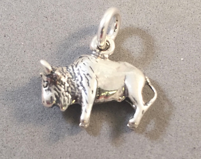 BUFFALO .925 Sterling Silver 3-D Charm Pendant Bison Animal Yellowstone ...