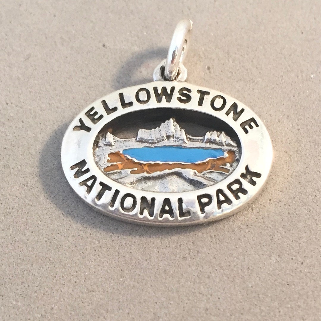 YELLOWSTONE NATIONAL PARK .925 Sterling Silver Charm Pendant Enamel ...