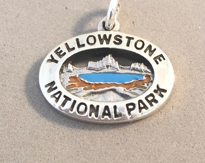 YELLOWSTONE NATIONAL PARK .925 Sterling Silver Charm Pendant Enamel ...