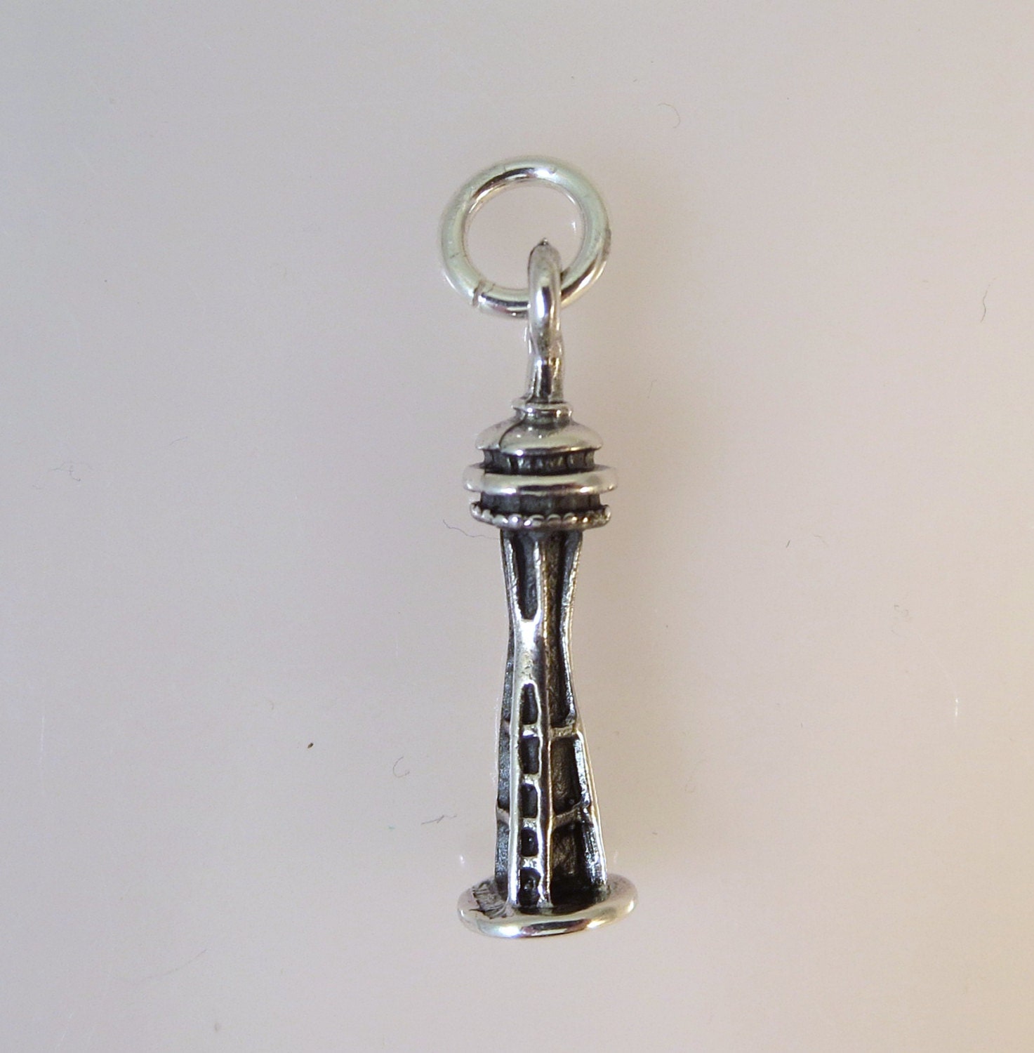 SPACE NEEDLE .925 Sterling Silver 3-D Charm Pendant Seattle Washington ...
