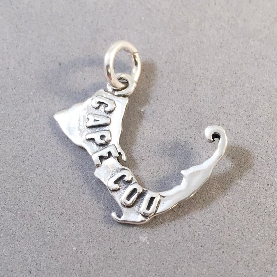 CAPE COD Map .925 Sterling Silver Charm Pendant Massachusetts | Etsy