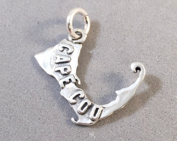 CAPE COD Map .925 Sterling Silver Charm Pendant Massachusetts Tourist ...