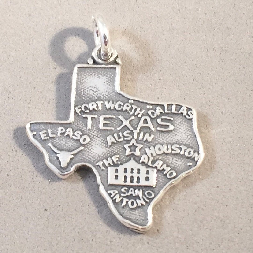 Sale! TEXAS .925 Sterling Silver State Map Charm New Travel Tourist ...