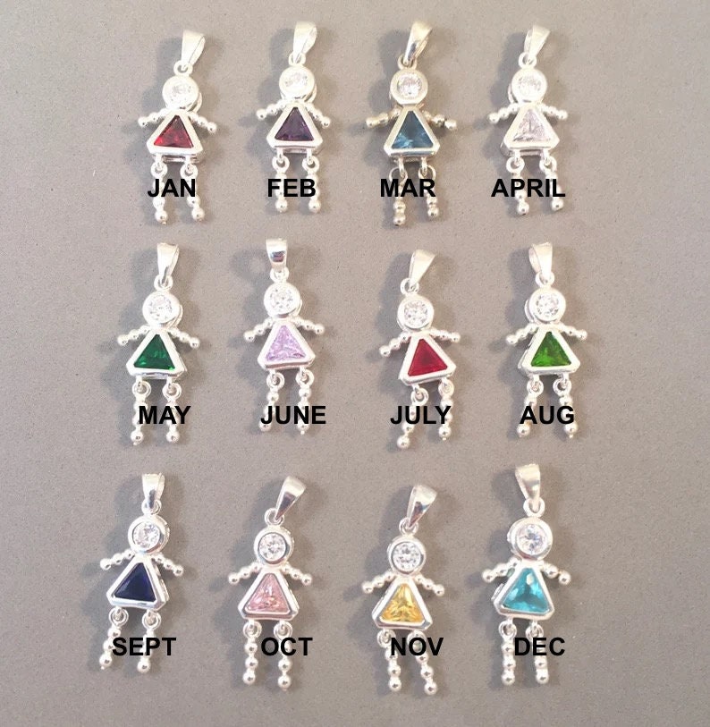 BIRTHSTONE BABY Sterling Silver Boy Girl Pendant Charm All - Etsy