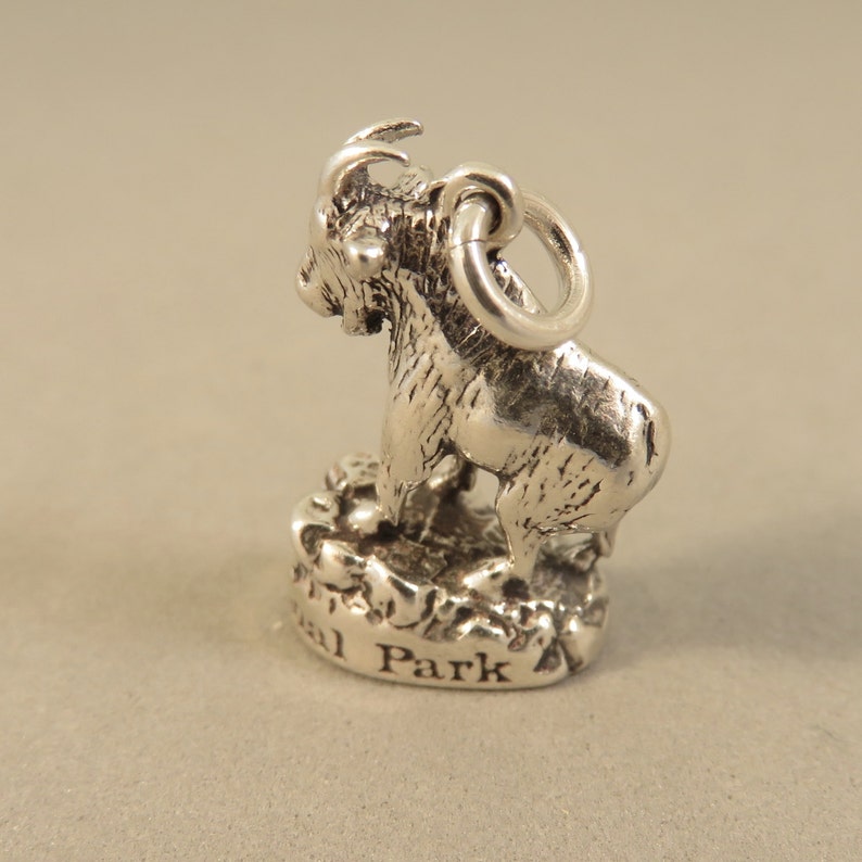 GLACIER MOUNTAIN GOAT .925 Sterling Silver 3-D Charm Pendant National ...