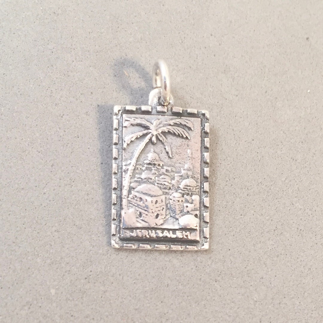 JERUSALEM .925 Sterling Silver Charm Pendant City View Faith Religion ...