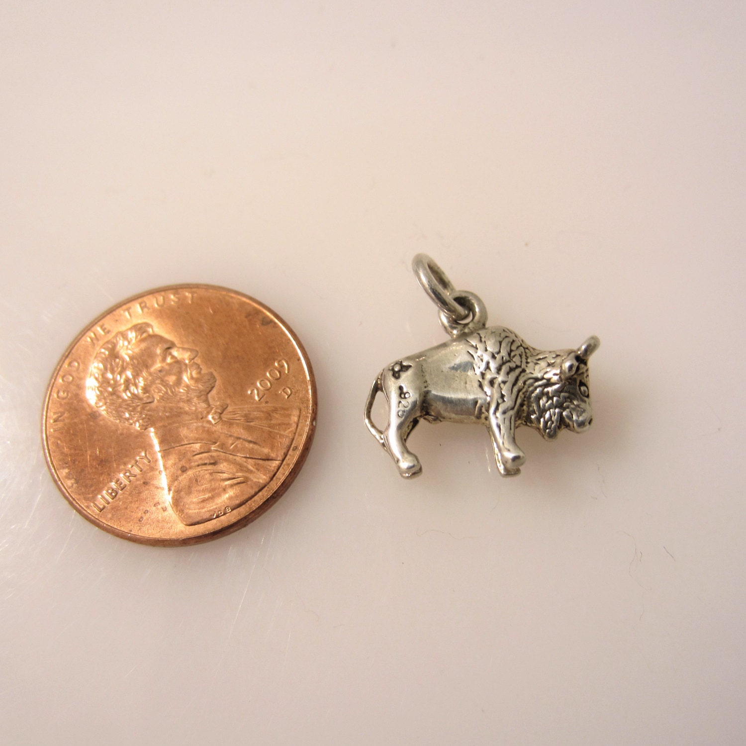 BUFFALO .925 Sterling Silver 3-D Charm Pendant Bison Animal Yellowstone ...