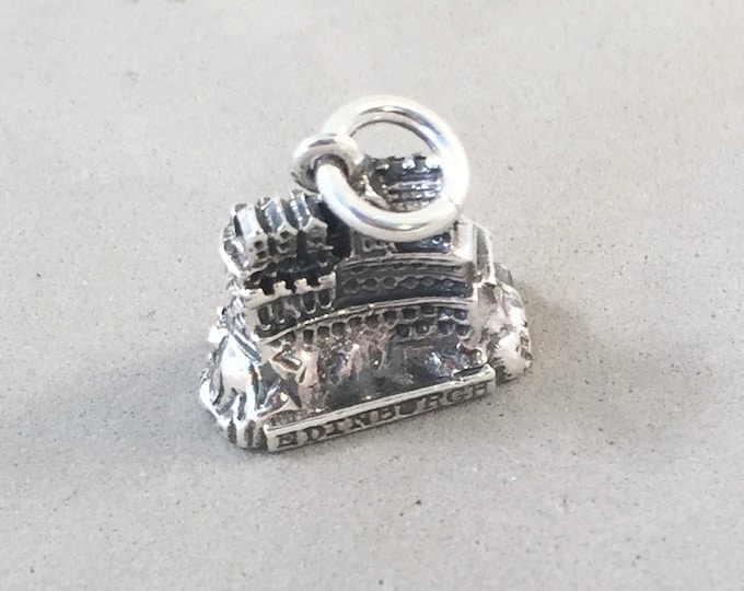 EDINBURGH CASTLE .925 Sterling Silver 3-D Charm Pendant Scotland UK ...