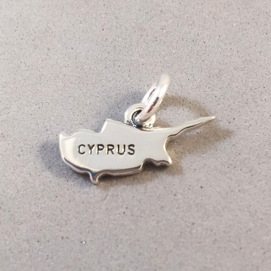 CYPRUS MAP .925 Sterling Silver Charm Pendant Country Europe ...