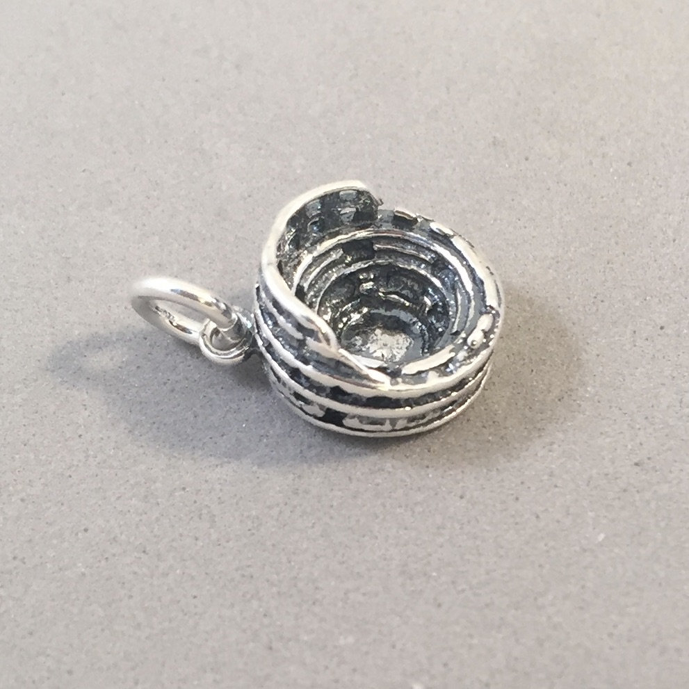 ROMAN COLOSSEUM .925 Sterling Silver 3-D Charm Pendant Europe Rome ...