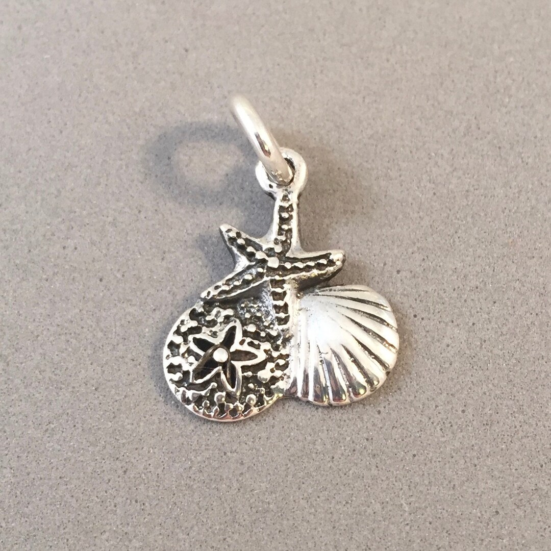 Starfish, Sand Dollar, Sea Shell .925 Sterling Silver Charm Pendant ...