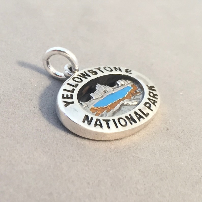 YELLOWSTONE NATIONAL PARK .925 Sterling Silver Charm Pendant Enamel ...