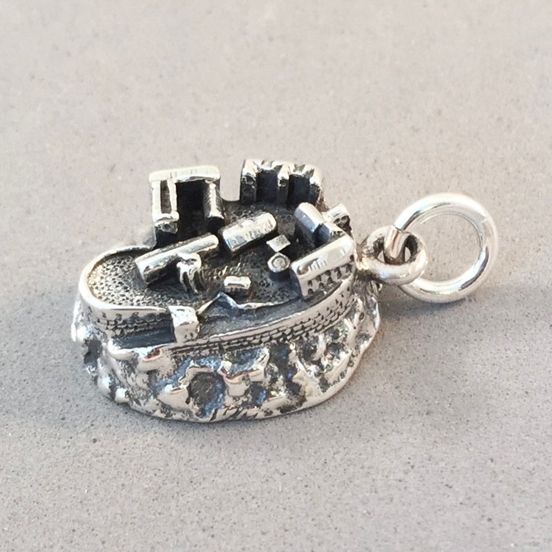 EDINBURGH CASTLE Detailed .925 Sterling Silver 3-D Charm Pendant ...
