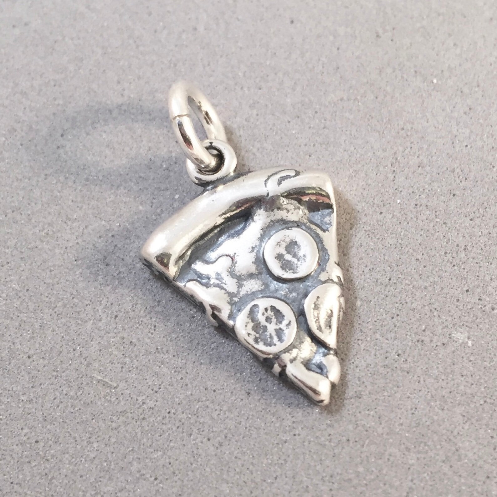 SLICE OF PIZZA .925 Sterling Silver 3-D Charm Pendant Fast Junk Food ...