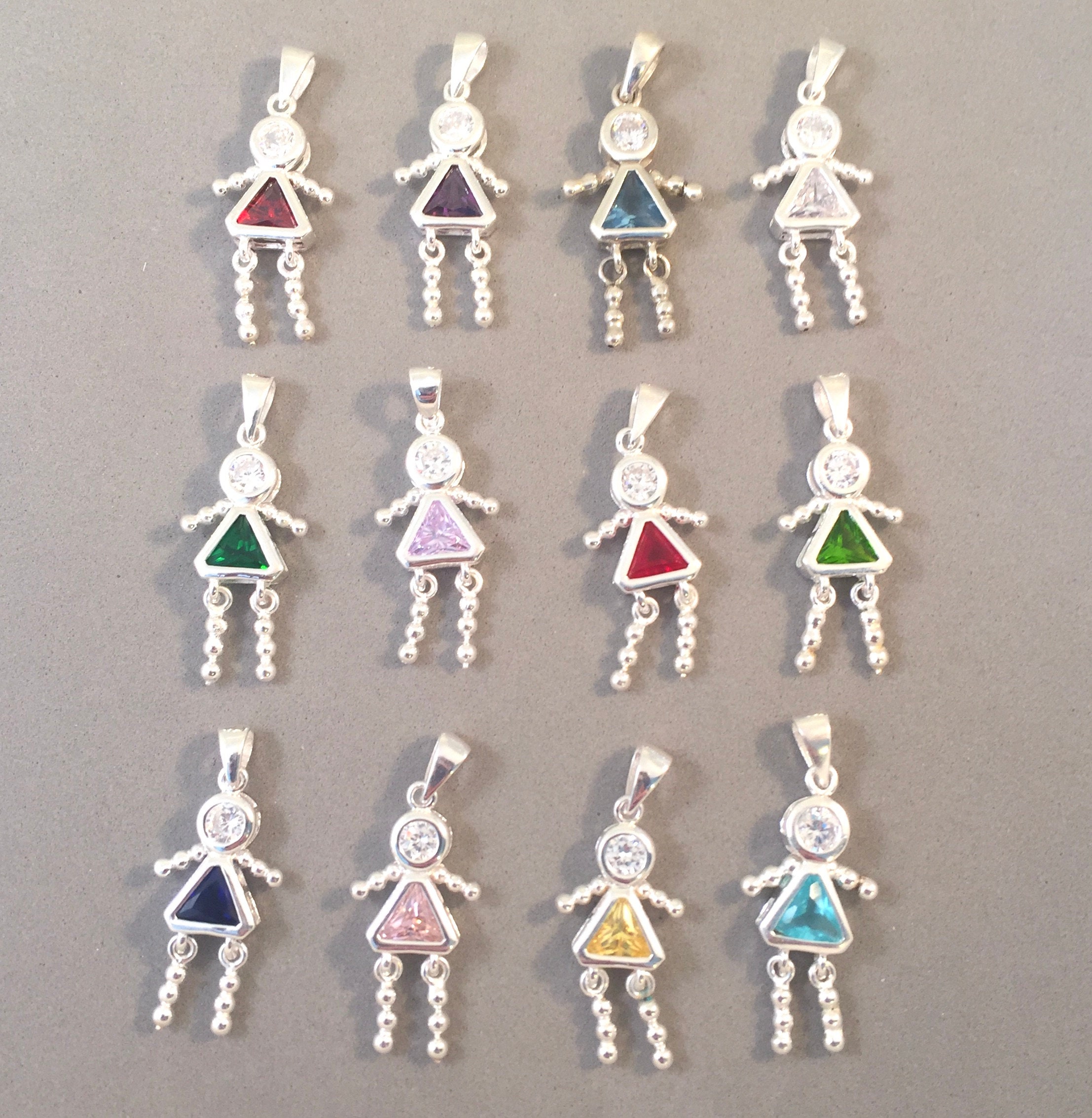 BIRTHSTONE BABY Sterling Silver Boy Girl Pendant Charm All - Etsy