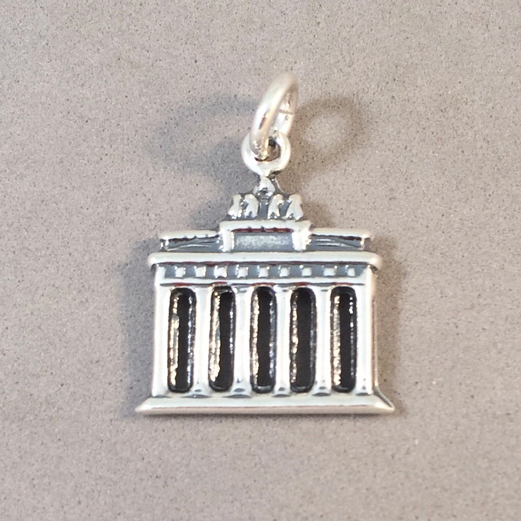 BRANDENBURG GATE 3-D .925 Sterling Silver Charm Pendant Europe Germany ...