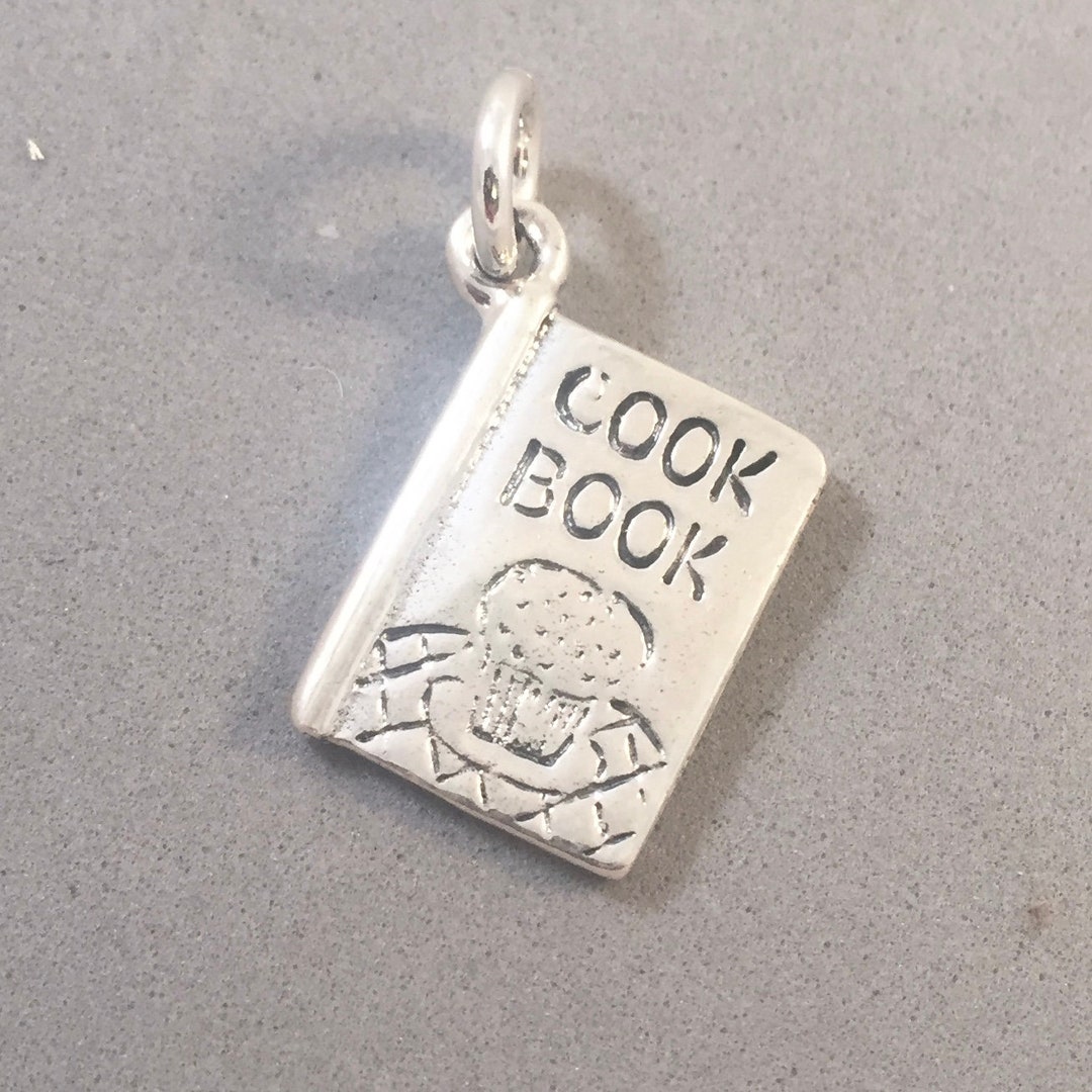 COOKBOOK .925 Sterling Silver 3-D Charm Pendant Recipe Cook Book Chef ...