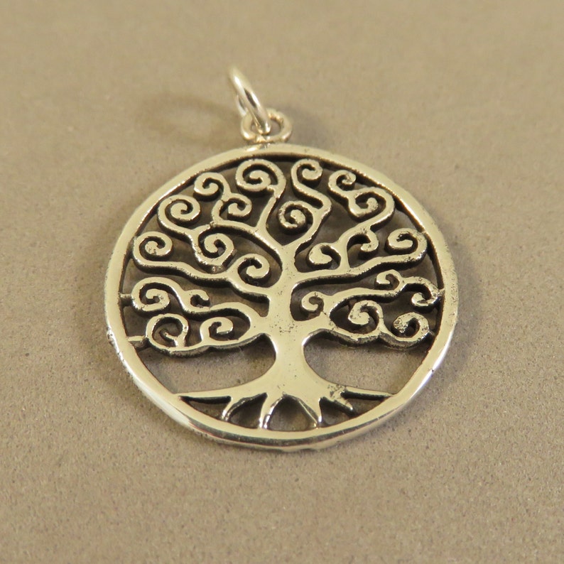 SWIRL BRANCHES TREE .925 Sterling Silver Charm Pendant Tree of Life ...