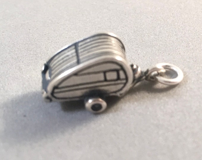 TEARDROP Style Travel TRAILER .925 Sterling Silver Charm Pendant ...