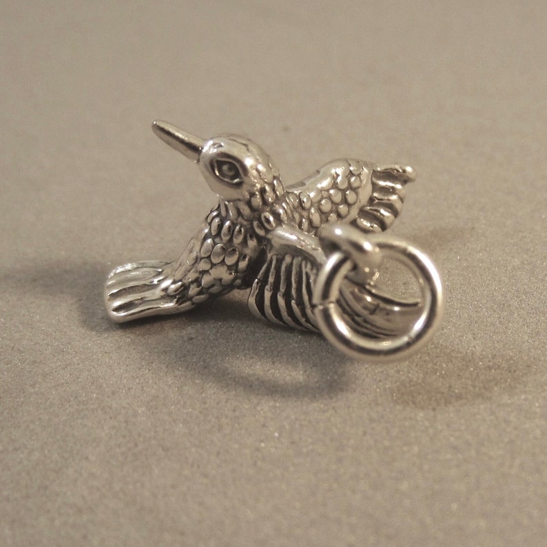 HUMMINGBIRD .925 Sterling Silver Charm Pendant Detailed Flying | Etsy