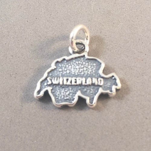 SWITZERLAND FLAG MAP Tiny .925 Sterling Silver Charm Pendant - Etsy