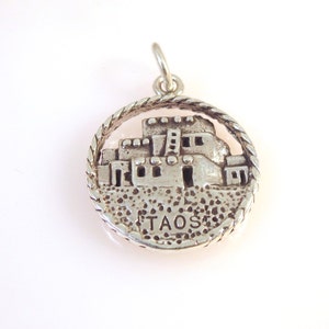 TAOS PUEBLO .925 Sterling Silver Charm Pendant New Mexico Native ...