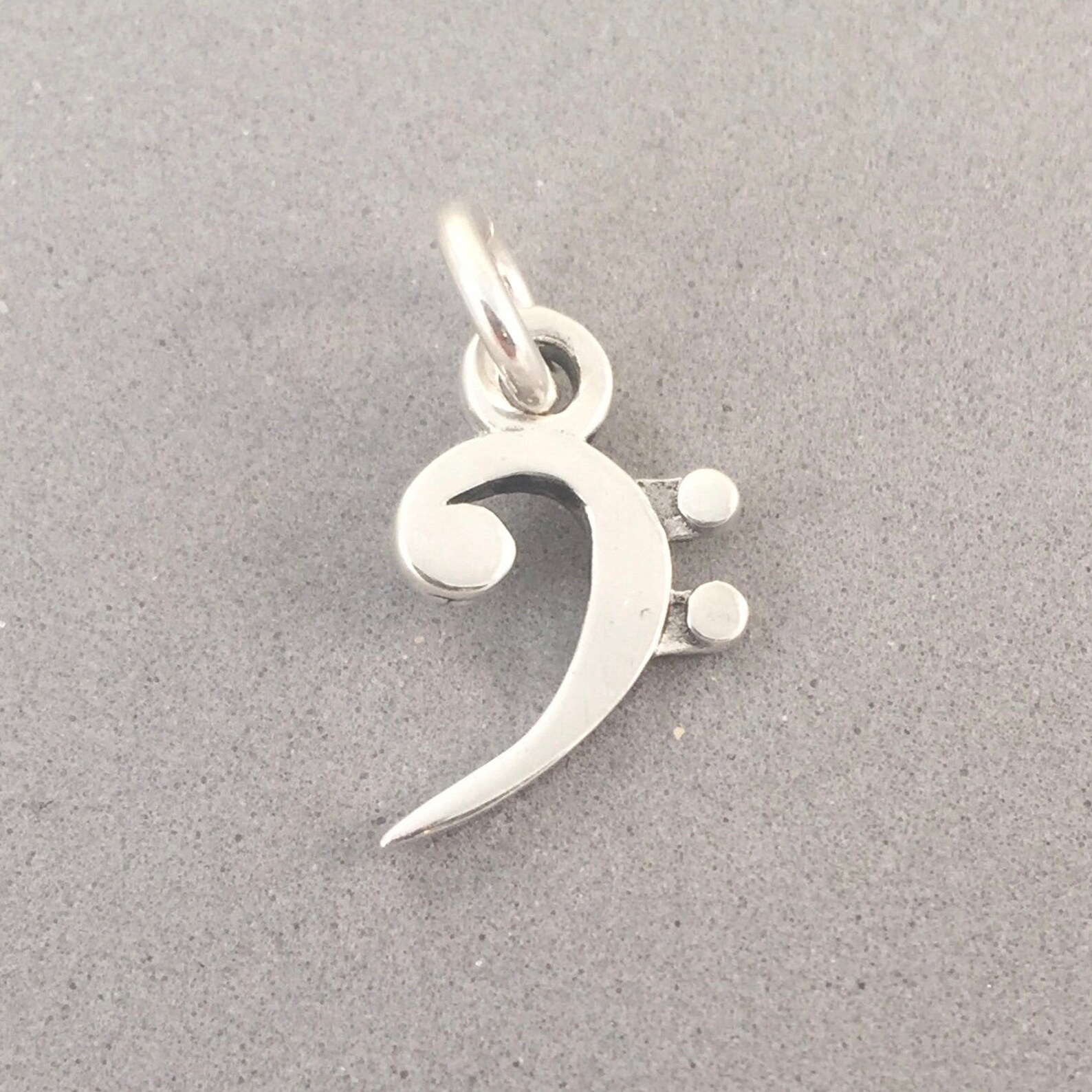 BASS CLEF .925 Sterling Silver 3-D Charm Pendant Sheet Music | Etsy